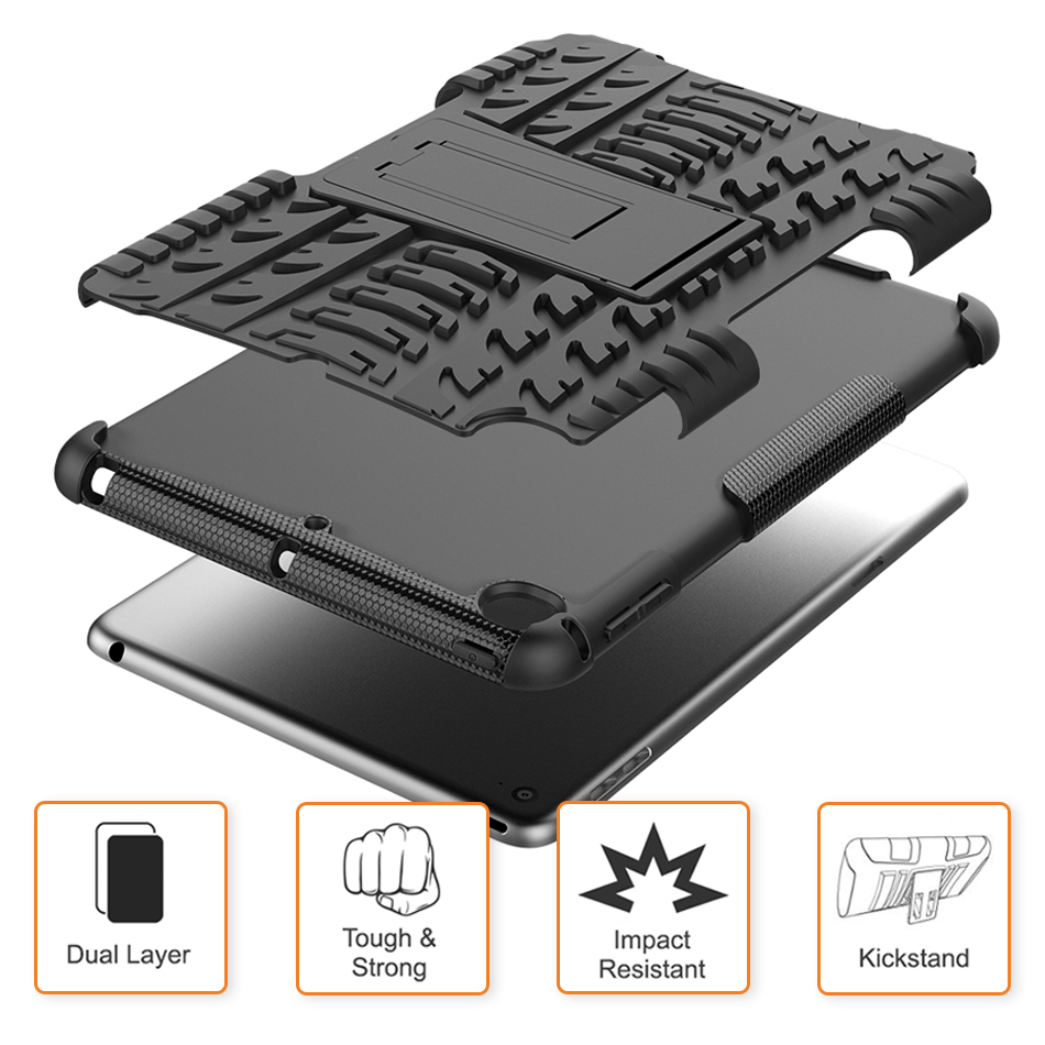 Rugged Tough Shockproof Case for Apple iPad Mini 5th Gen (Black)